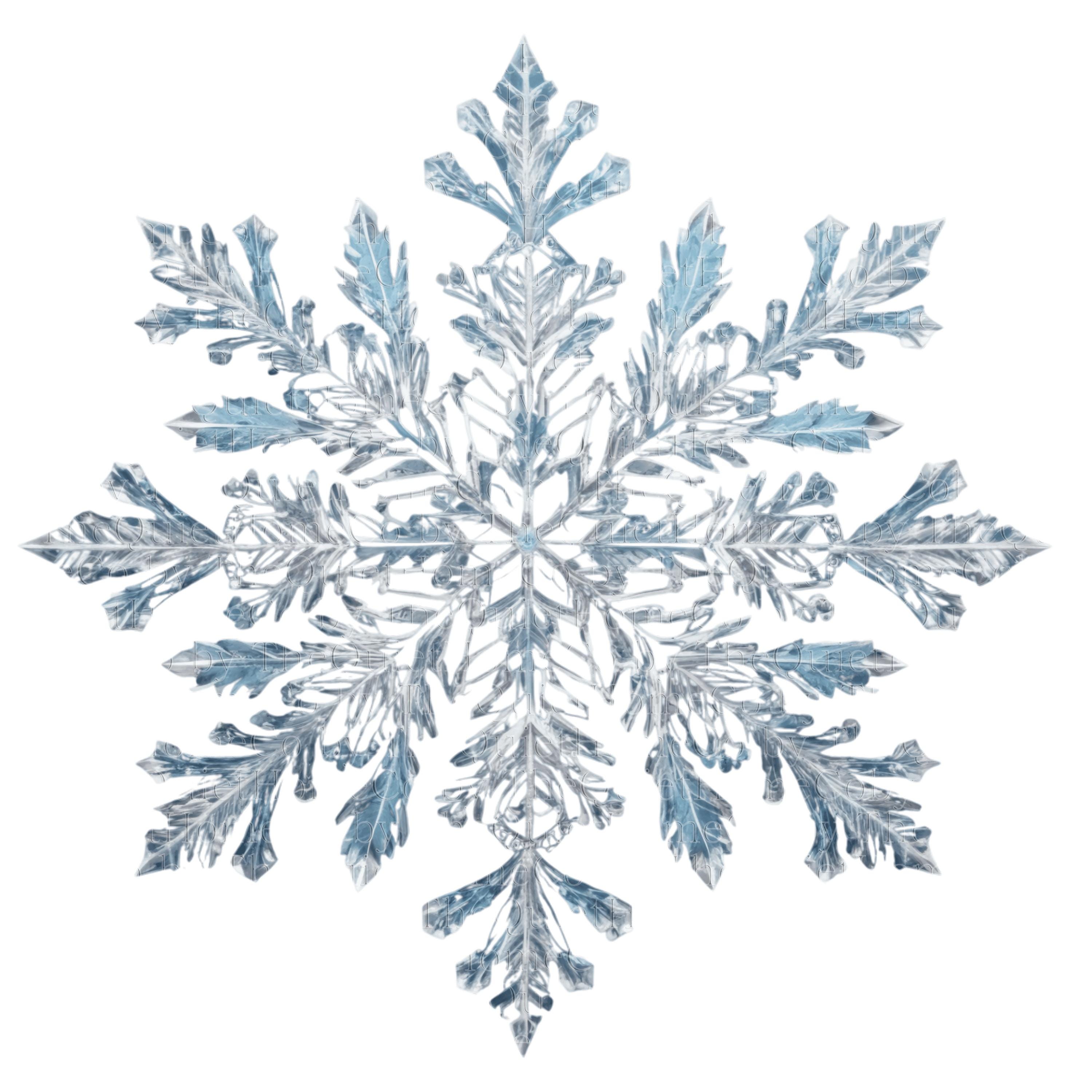 Blue & Silver Snowflake Clipart Set: Winter Snow Crystals (PNG Download ...