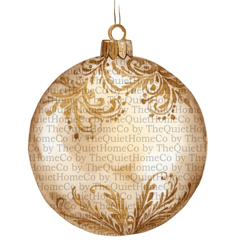 15 Gold Christmas Ornament Clipart Set | Watercolor Holiday Baubles ...