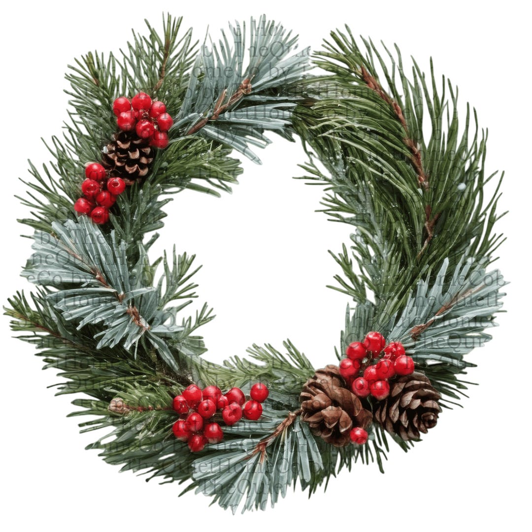 18 Christmas Wreath Clipart Bundle | PNG Hand Painted Watercolor Winter ...