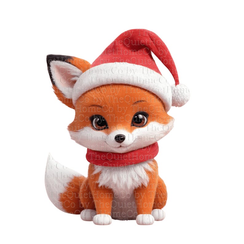 20 Watercolor Christmas Fox Clipart | Winter Foxes in Santa Hats PNG ...