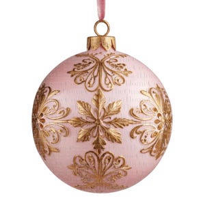 Pink & Gold Christmas Ornament Clipart: Elegant Baubles (PNG Set ...