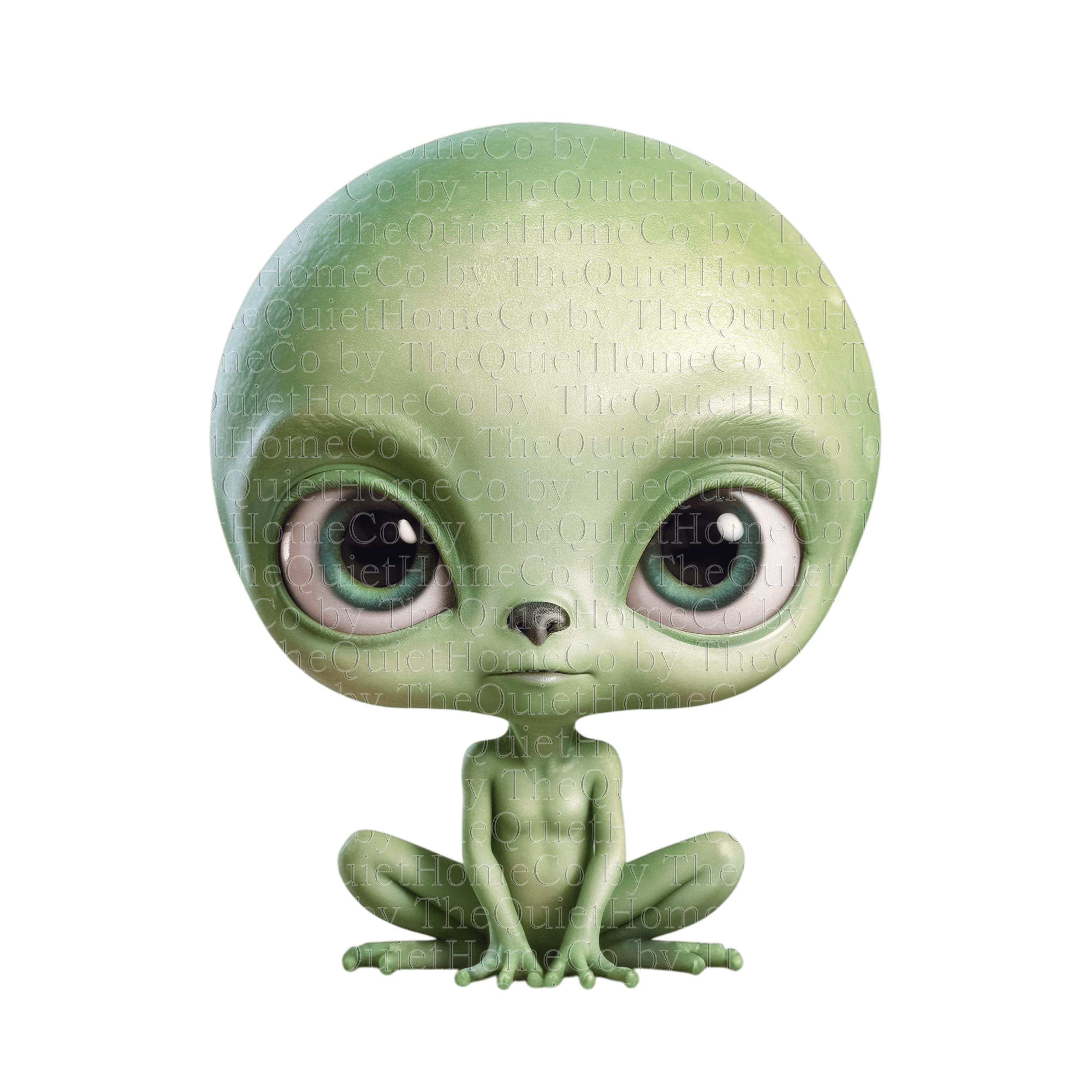 20 Cute Alien Clipart Set | Adorable Green Space Creature Pngs With ...
