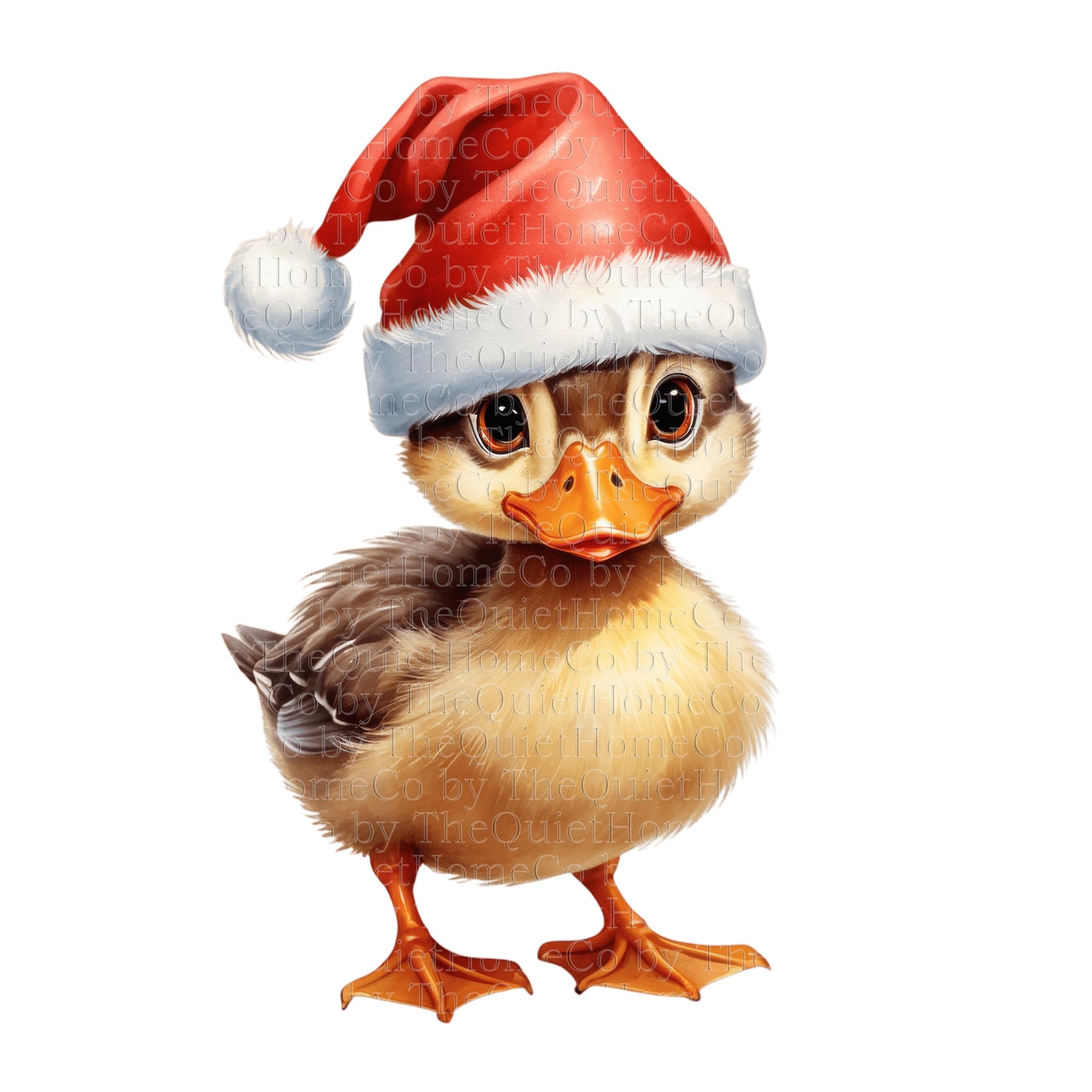 19 Christmas Duckling Clipart PNG Set | Watercolor Santa Hat Baby Duck ...