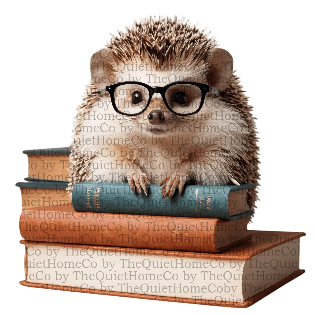 19 Watercolor Hedgehog Clipart | Smart Hedgehogs With Books (PNG) | Set ...