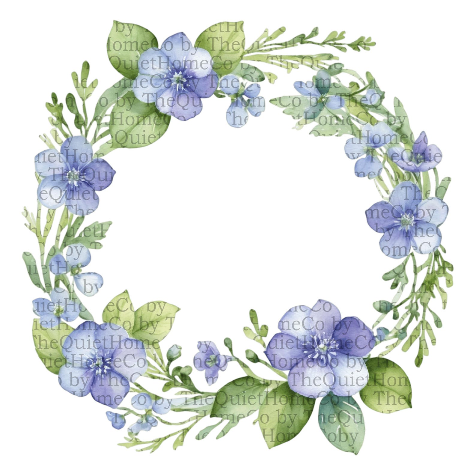 20 Blue Floral Wreath Clipart | Watercolor Flower PNG Bundle (digital ...
