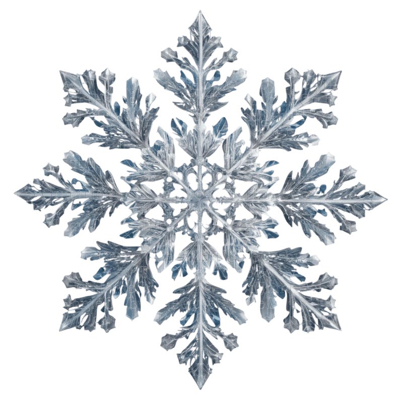 Blue & Silver Snowflake Clipart Set: Winter Snow Crystals (PNG Download ...