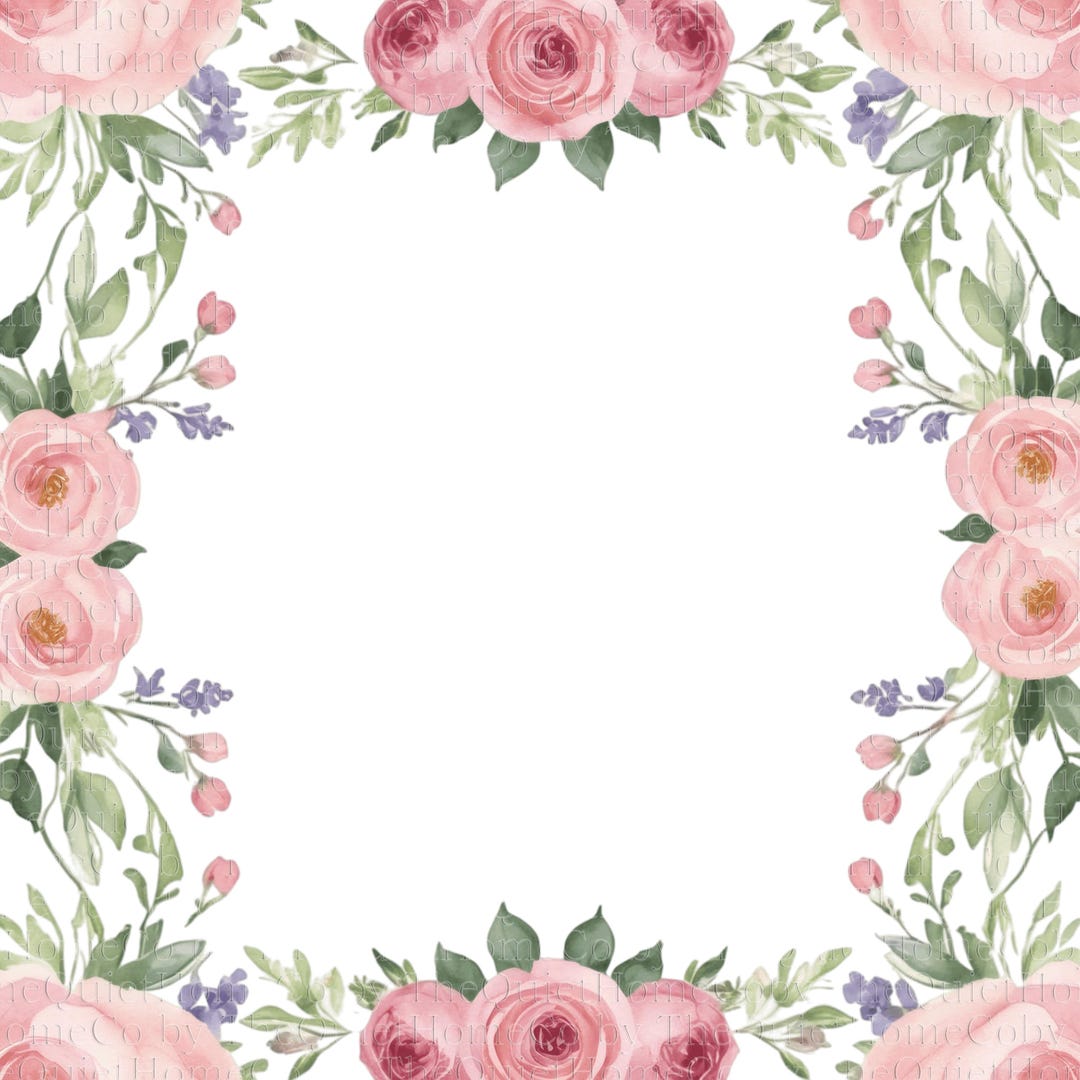 20 Pink Floral Frames Clipart | Watercolor Flower Border PNG for ...