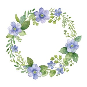 20 Blue Floral Wreath Clipart | Watercolor Flower PNG Bundle (digital ...