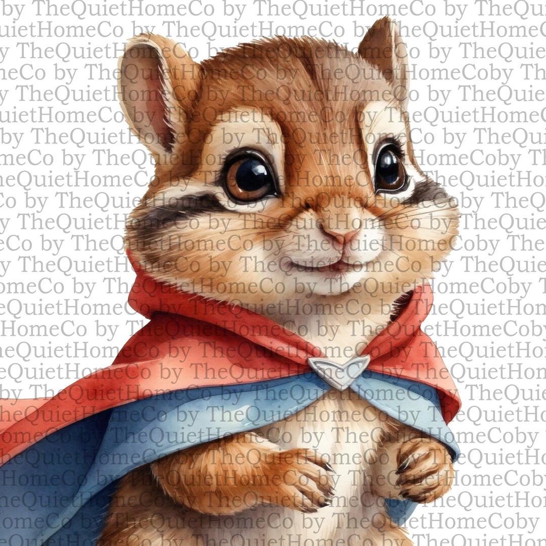 15 Superhero Chipmunk Clipart Set | Watercolor Woodland Hero Animals in ...