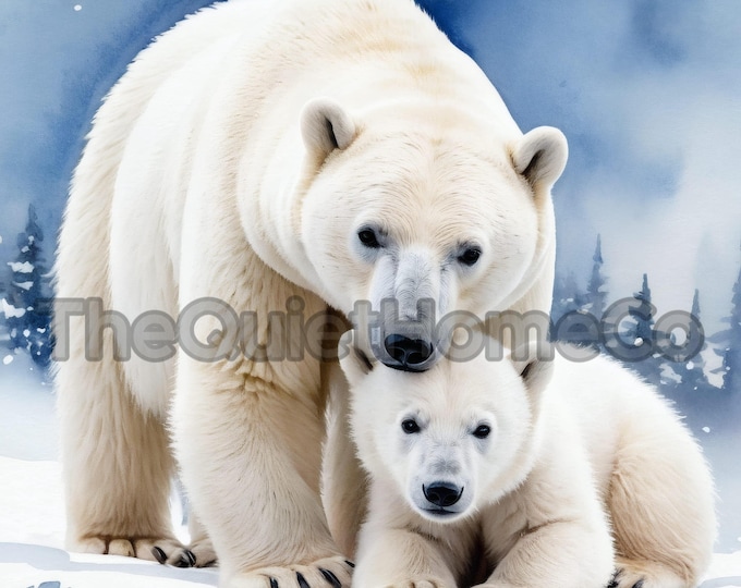 Polar Bear Family Clipart Set - 29 Watercolor Arctic Wildlife ...