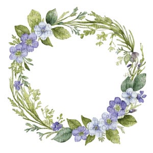 20 Blue Floral Wreath Clipart | Watercolor Flower PNG Bundle (digital ...