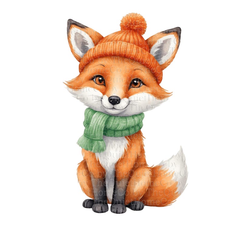 15 Watercolor Winter Fox Clipart Set, Hand-painted Cute Foxes in Hats ...