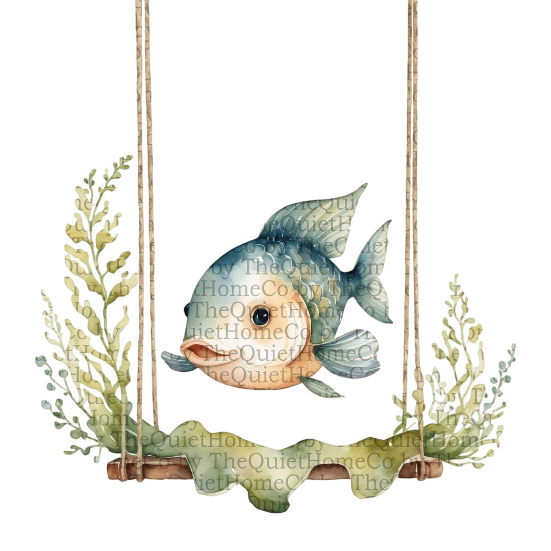 18 Watercolor Fish Swing Clipart Bundle | Cute Underwater Animal PNG ...