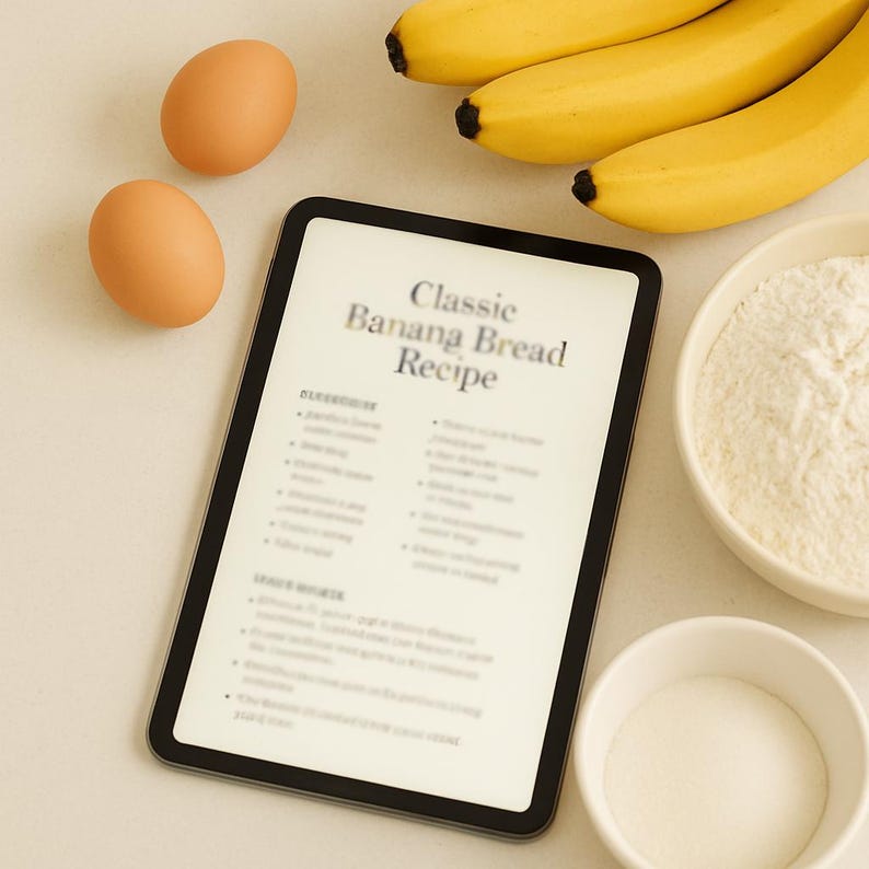 Banana Bread Recipe Printable | Easy One Page Banana Loaf Recipe PDF ...