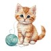 18 Cute Kitten Clipart Bundle | PNG Watercolor Orange Cats Playing With ...