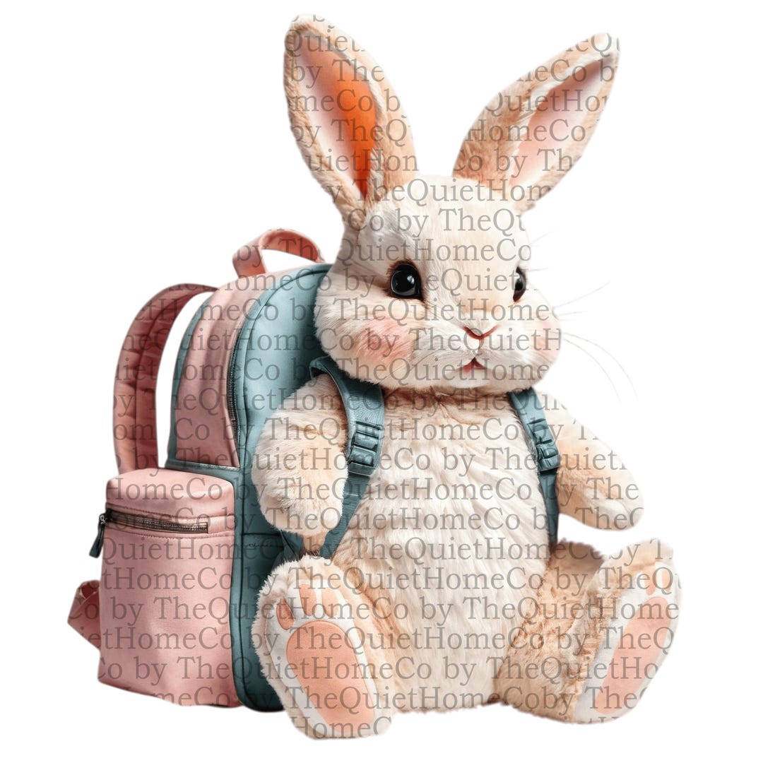 20 Watercolor Bunny Clipart | Back to School Rabbits With Backpacks ...