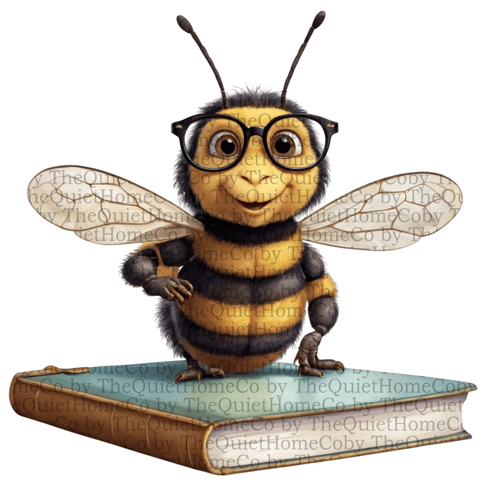 30 School Bee Clipart Set PNG | Cute Watercolor Bees With Pencils Books ...