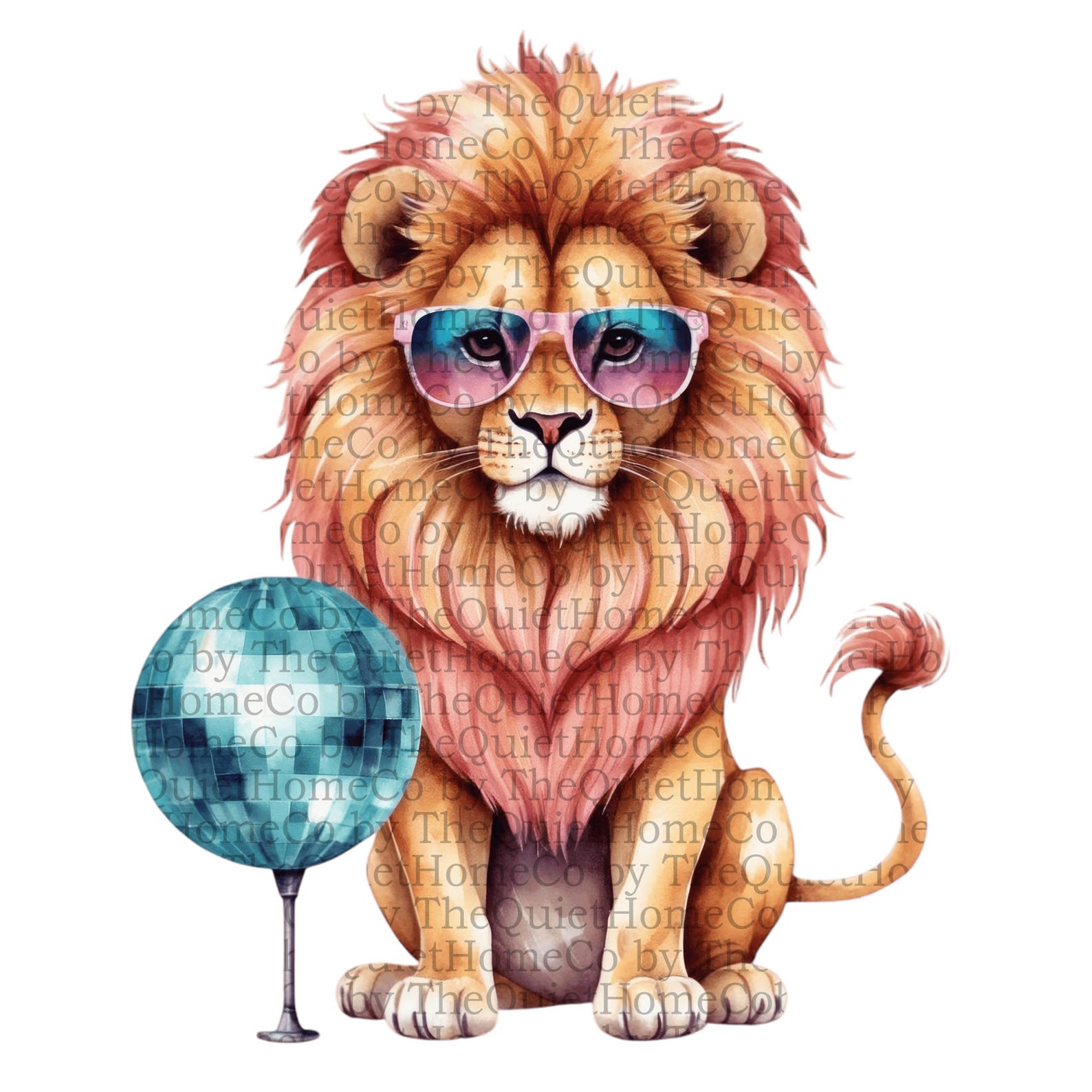18 Watercolor Lion Clipart Set | PNG Cute Lions With Balloons ...