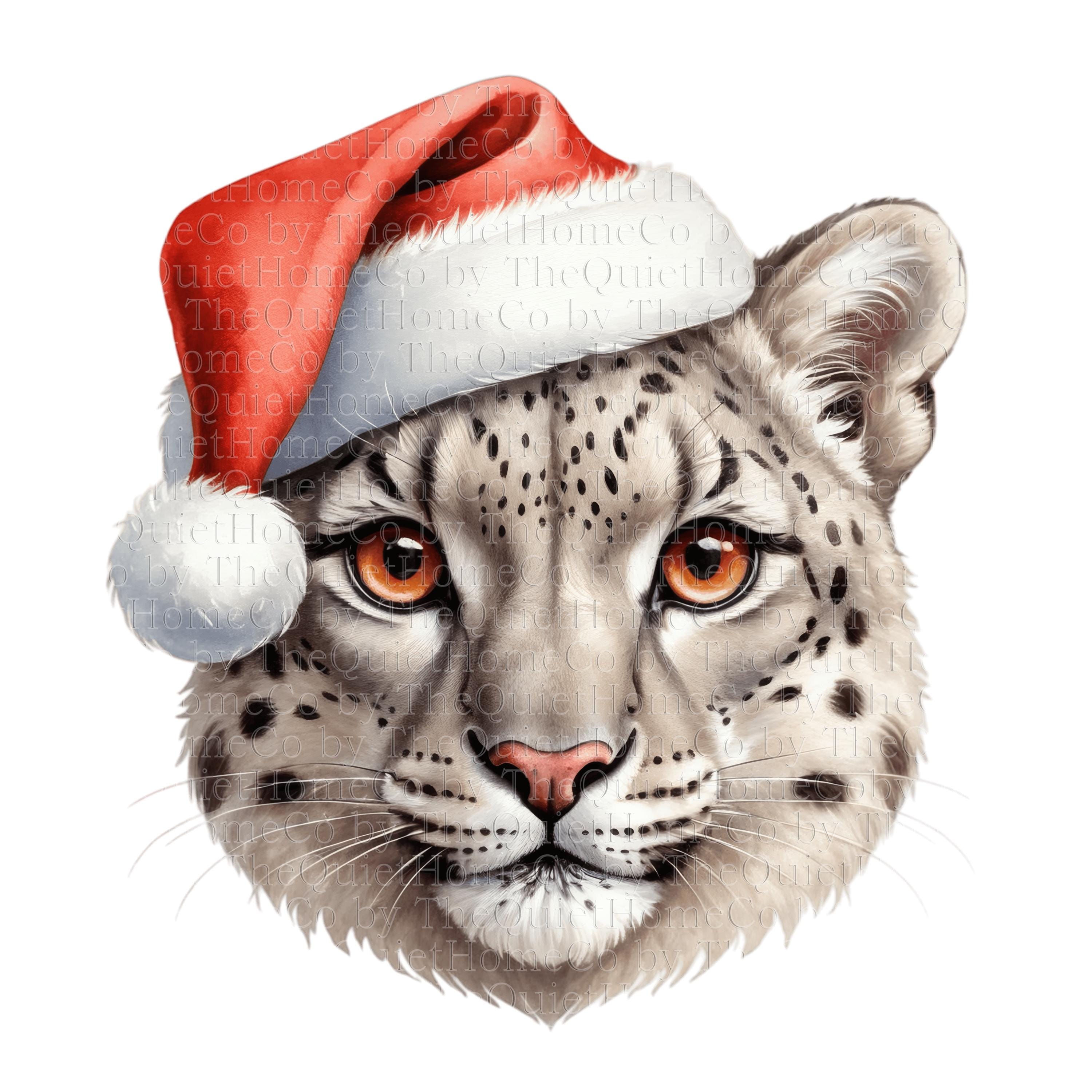 19 Cute Christmas Snow Leopard Clipart Set | Watercolor Baby Snow ...