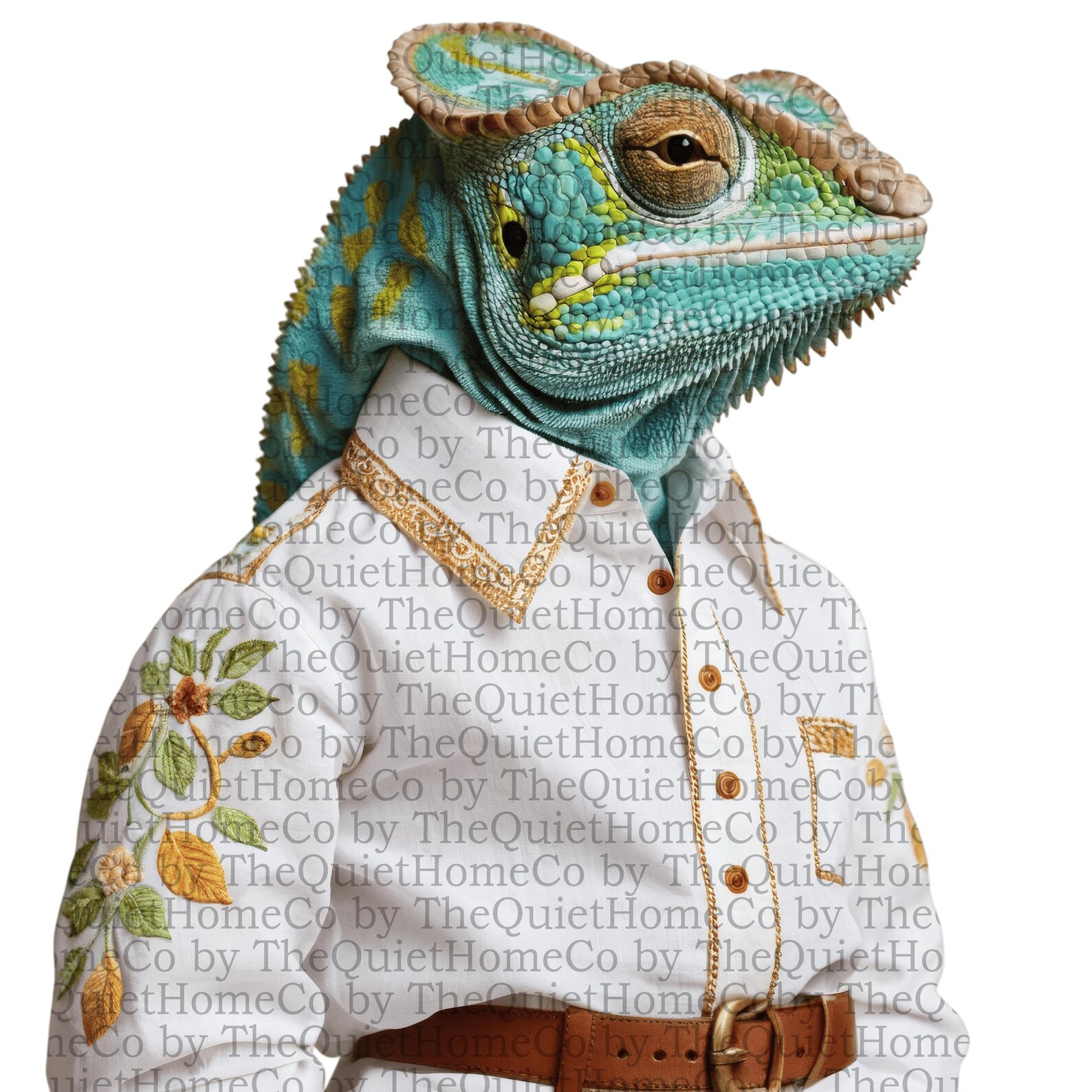 13 Watercolor Chameleon PNG Clipart | Dressed-up Lizards in Patterned ...