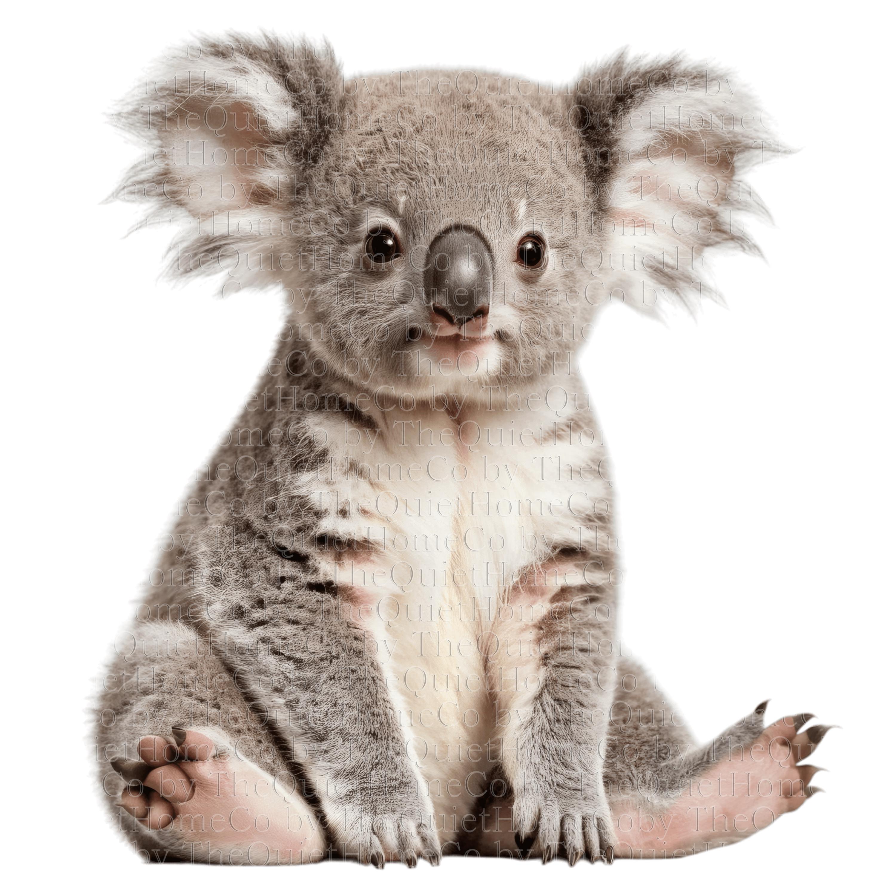 20 Realistic Koala Clipart PNG Set | Baby Koala Bear Sitting Poses ...