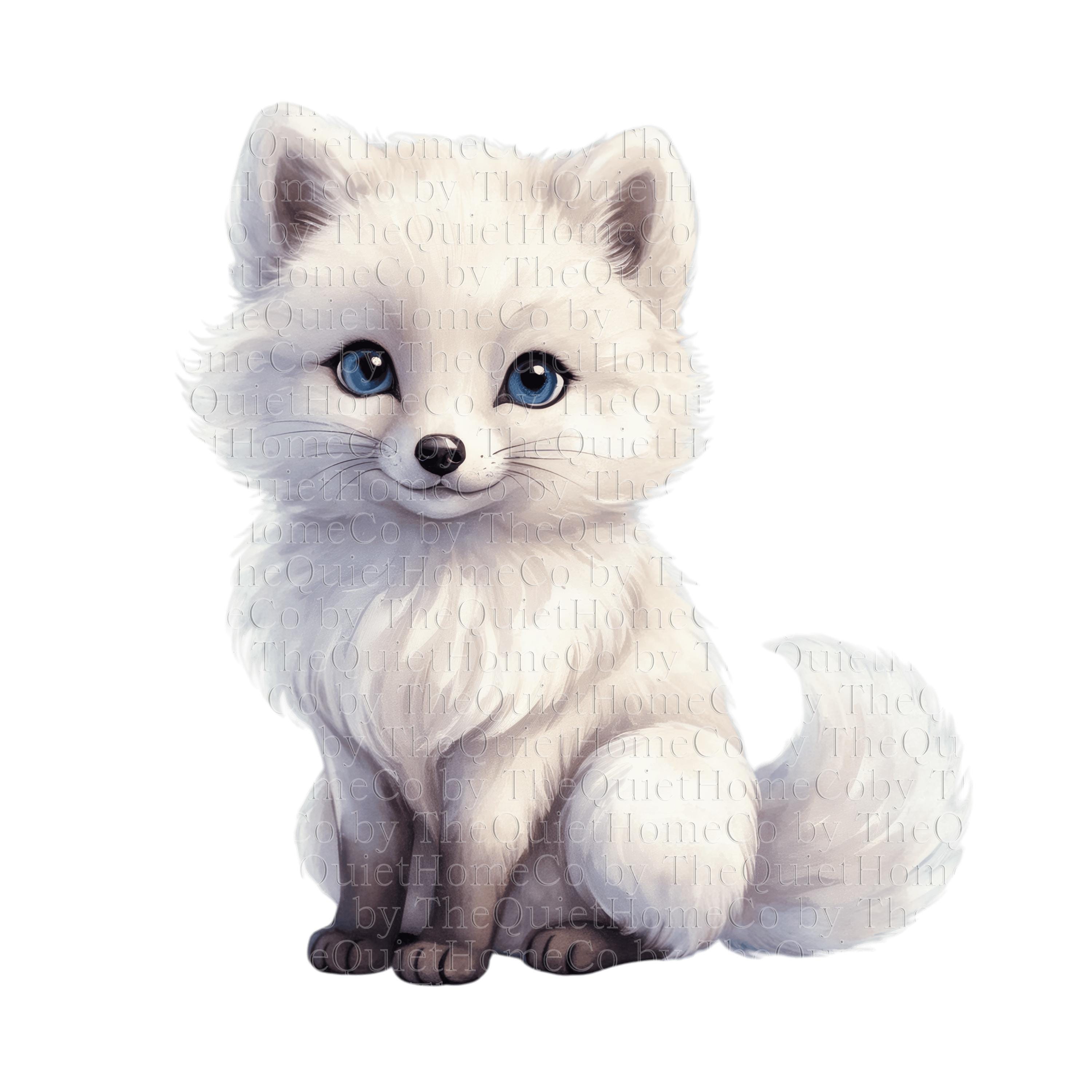19 Cute Arctic Fox Clipart Set | Watercolor Baby Fox PNG With Soft ...
