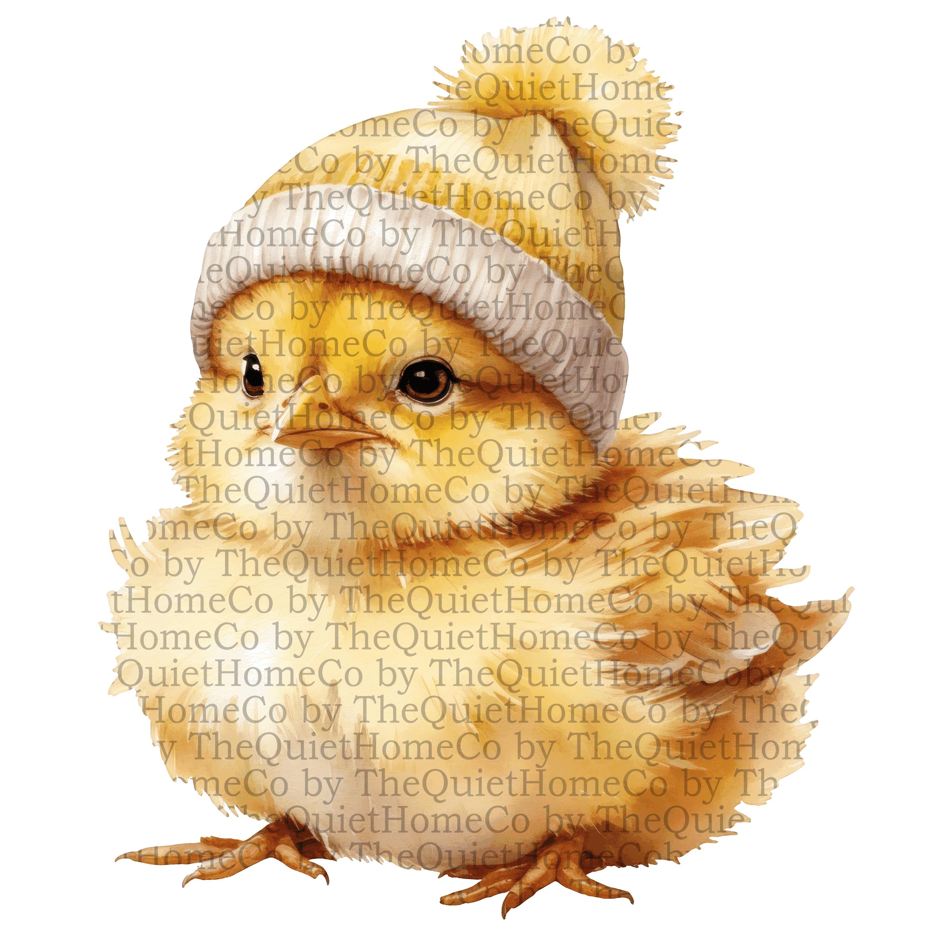13 Winter Chick PNG Clipart Set | Watercolor Baby Chicks in Knit Hats ...