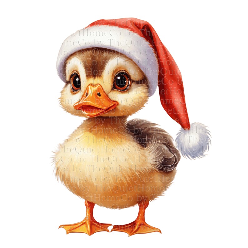 19 Christmas Duckling Clipart PNG Set | Watercolor Santa Hat Baby Duck ...