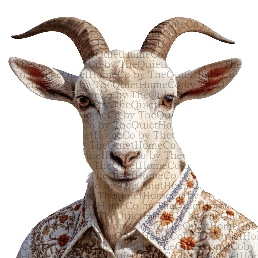 11 Fashion Goat PNG Clipart Set | Watercolor Goats in Trendy Shirts ...