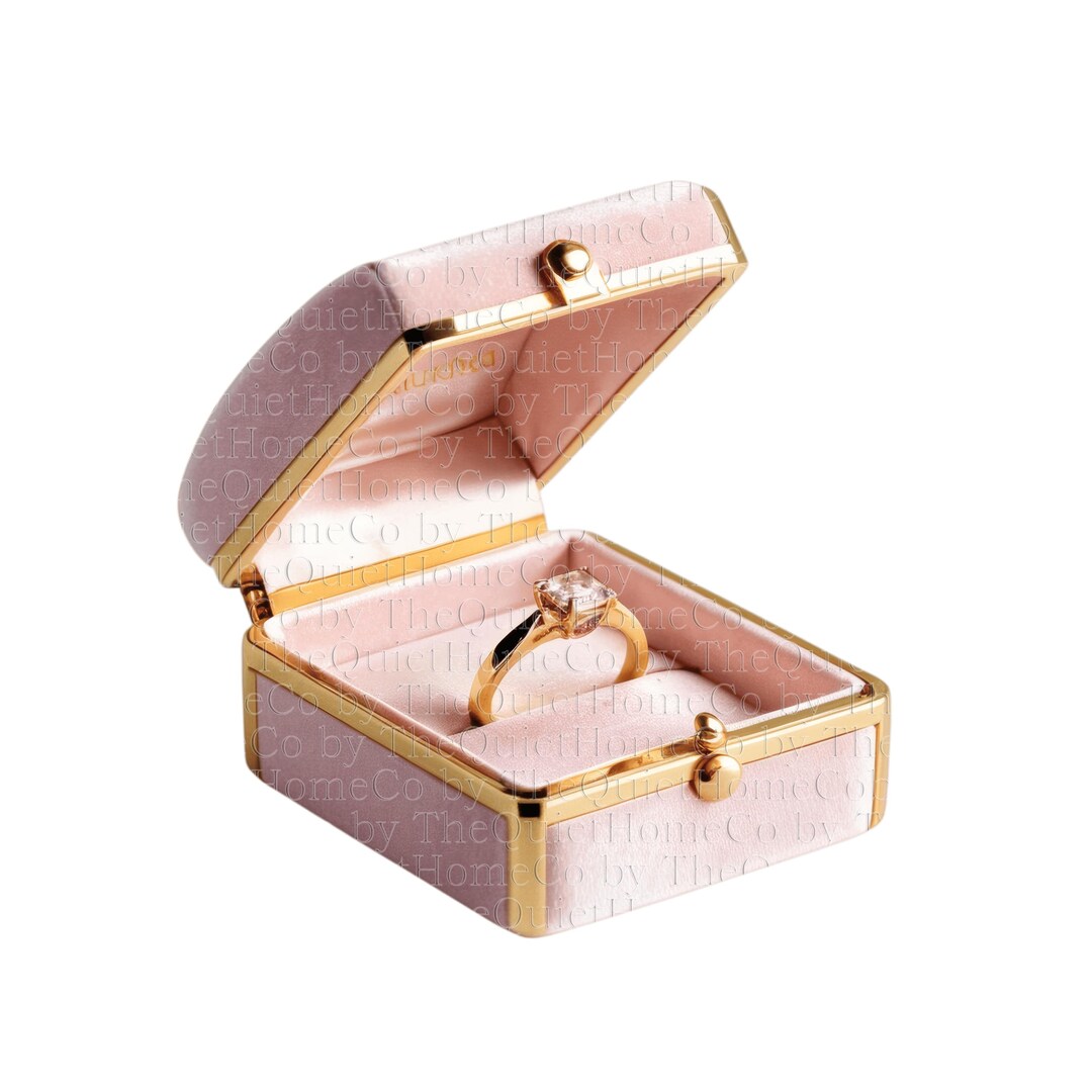 Pink Ring Box Watercolor Clipart: Wedding & Engagement Illustrations ...