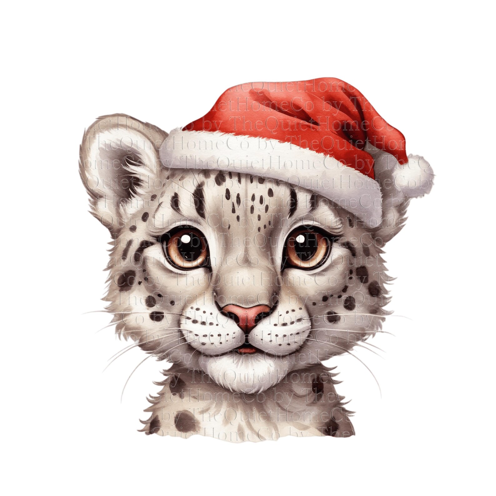 19 Cute Christmas Snow Leopard Clipart Set | Watercolor Baby Snow ...