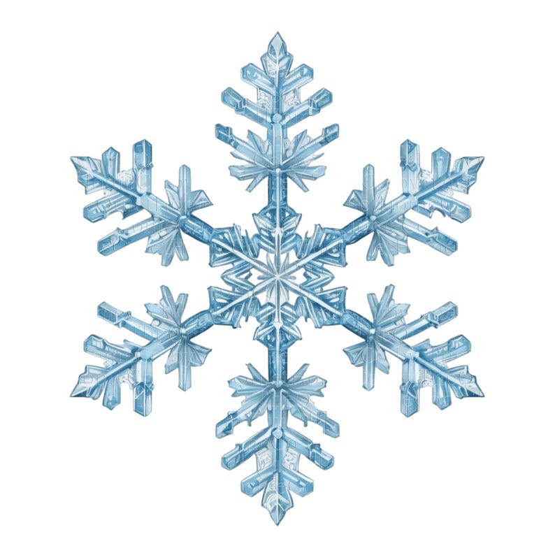 Blue & Silver Snowflake Clipart Set: Winter Snow Crystals (PNG Download ...