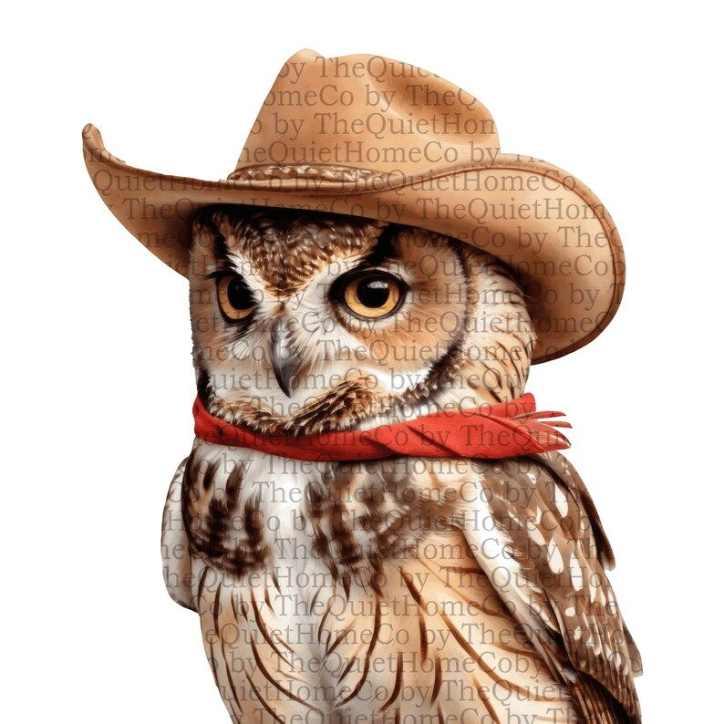 10 Western Owl PNG Clipart Set | Watercolor Cowboy Owls in Hats Scarves ...