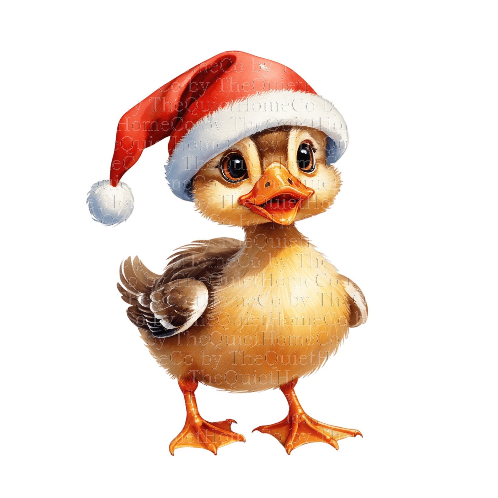 19 Christmas Duckling Clipart PNG Set | Watercolor Santa Hat Baby Duck ...