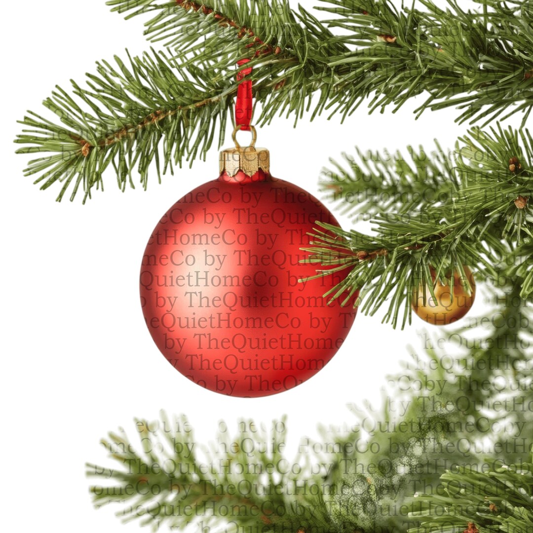 20 Red and Gold Christmas Ornament Clipart | Holiday PNG Set (digital ...