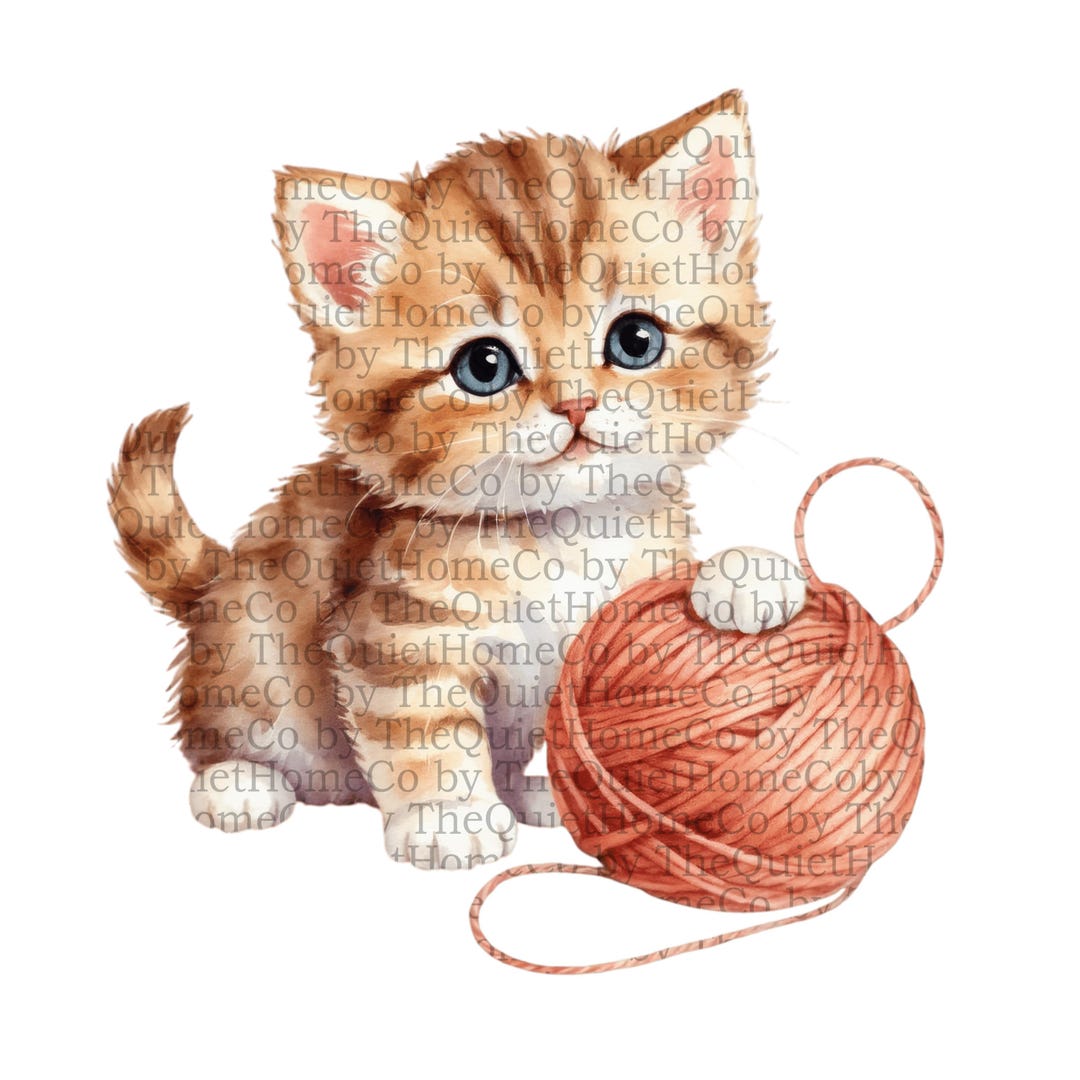 18 Cute Kitten Clipart Bundle | PNG Watercolor Orange Cats Playing With ...