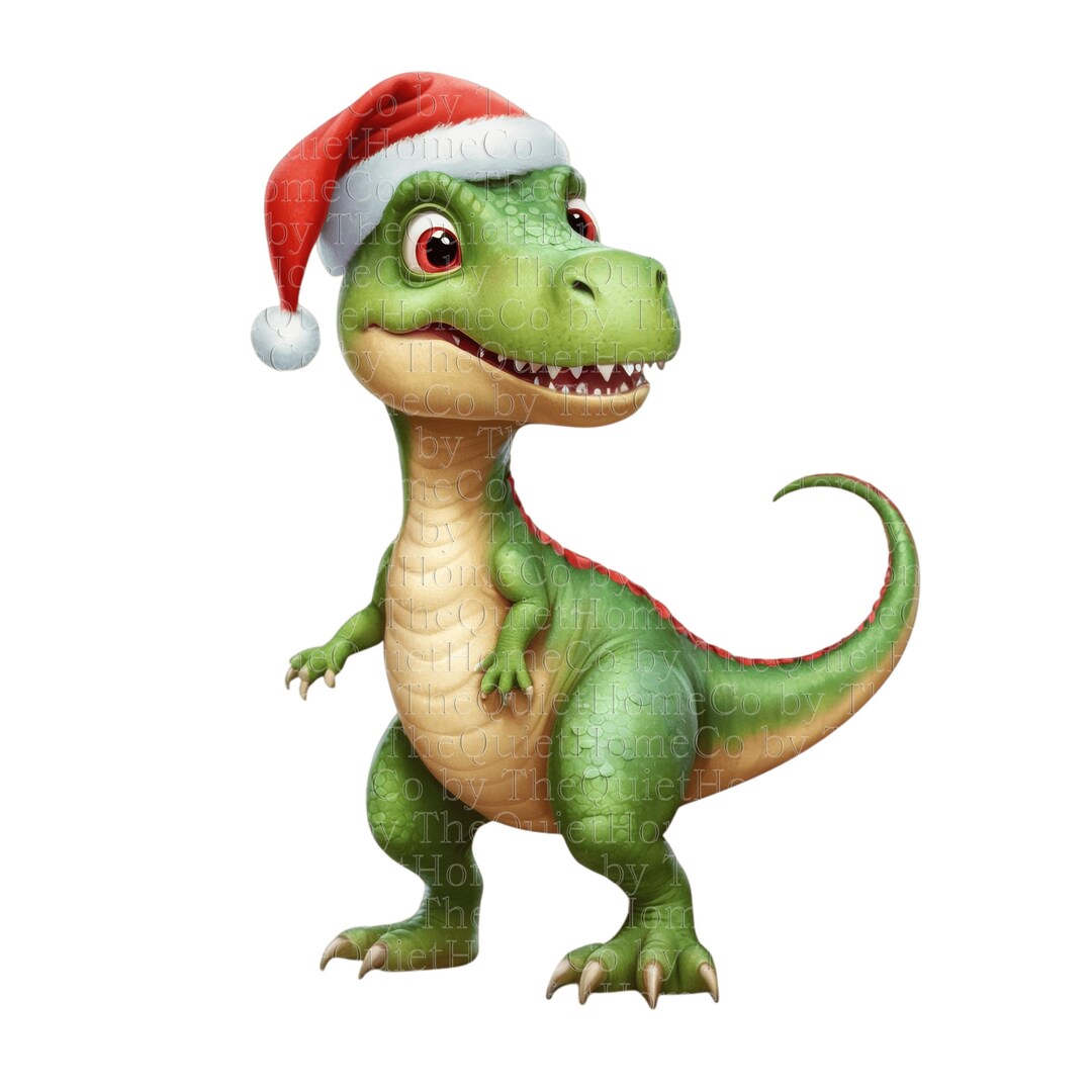 24 Christmas Dinosaur Clipart Set | Hand-painted T-rex Pngs (digital ...