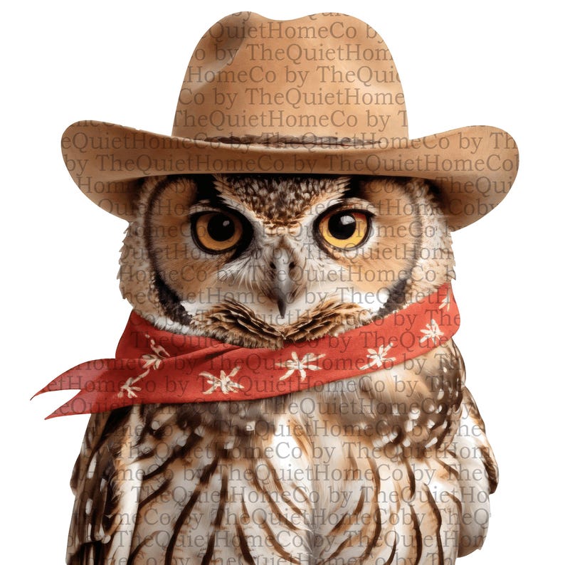 10 Western Owl PNG Clipart Set | Watercolor Cowboy Owls in Hats Scarves ...
