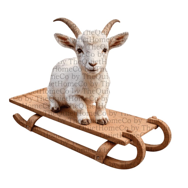 17 Winter Goat Sled Clipart Bundle Watercolor Baby Goat PNG Sleds for ...