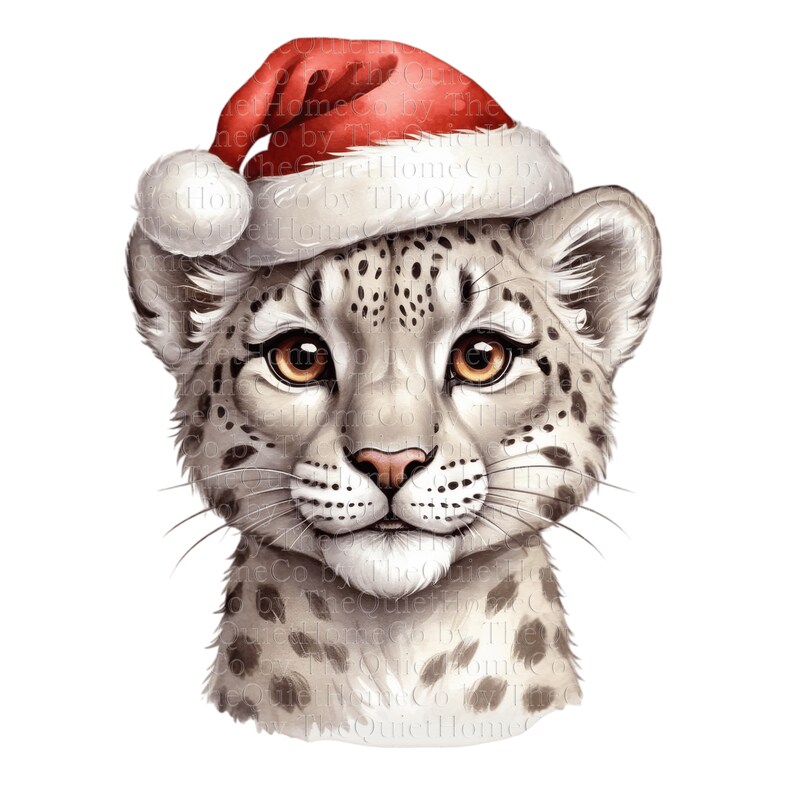 19 Cute Christmas Snow Leopard Clipart Set | Watercolor Baby Snow ...