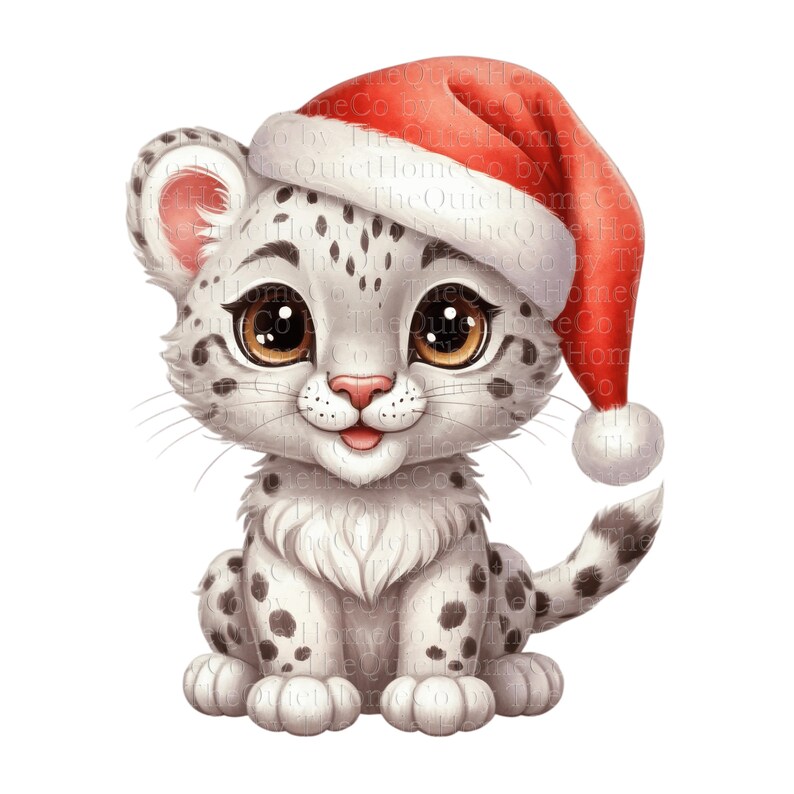 19 Cute Christmas Snow Leopard Clipart Set | Watercolor Baby Snow ...