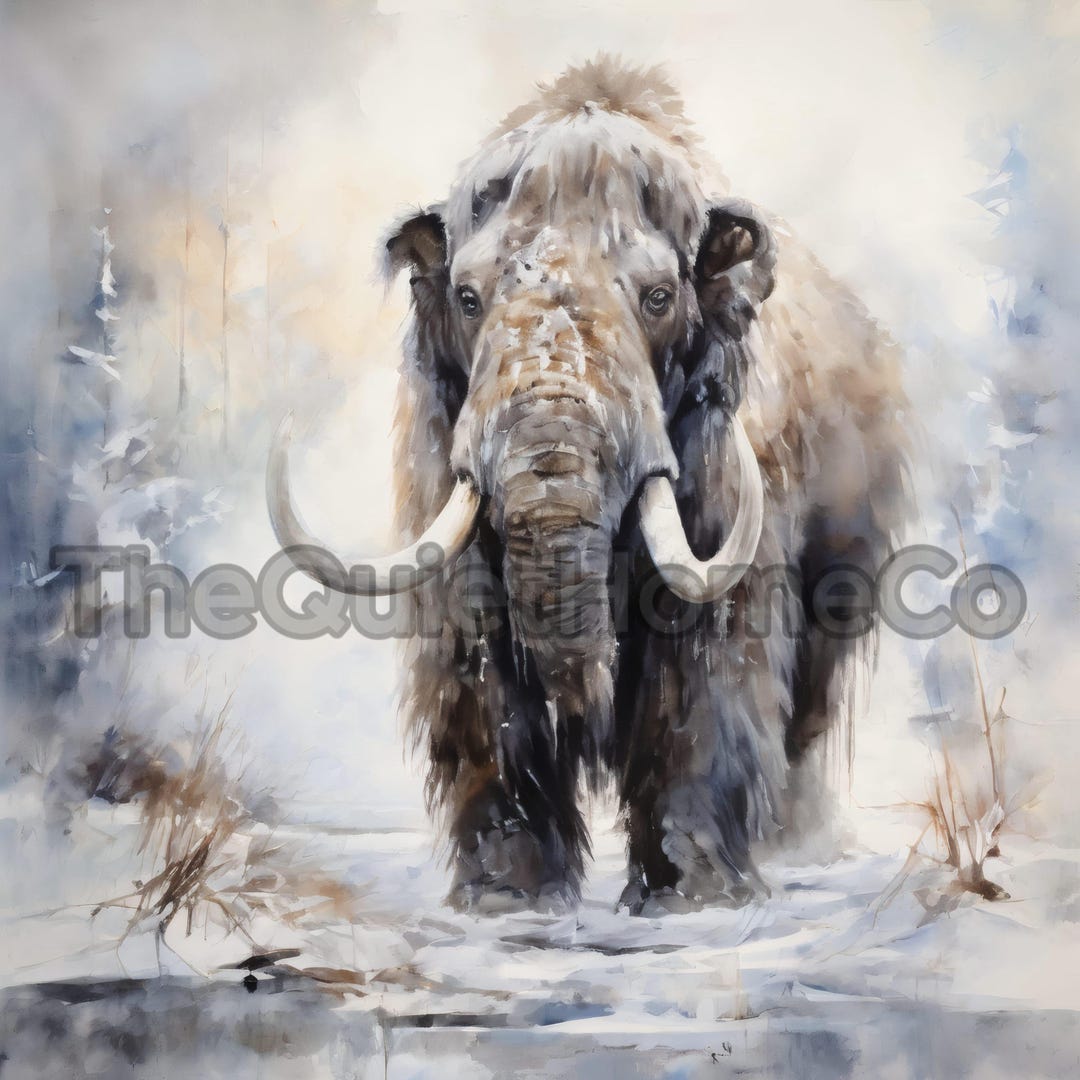 20 Woolly Mammoth Clipart JPG Set | Watercolor Prehistoric Winter ...