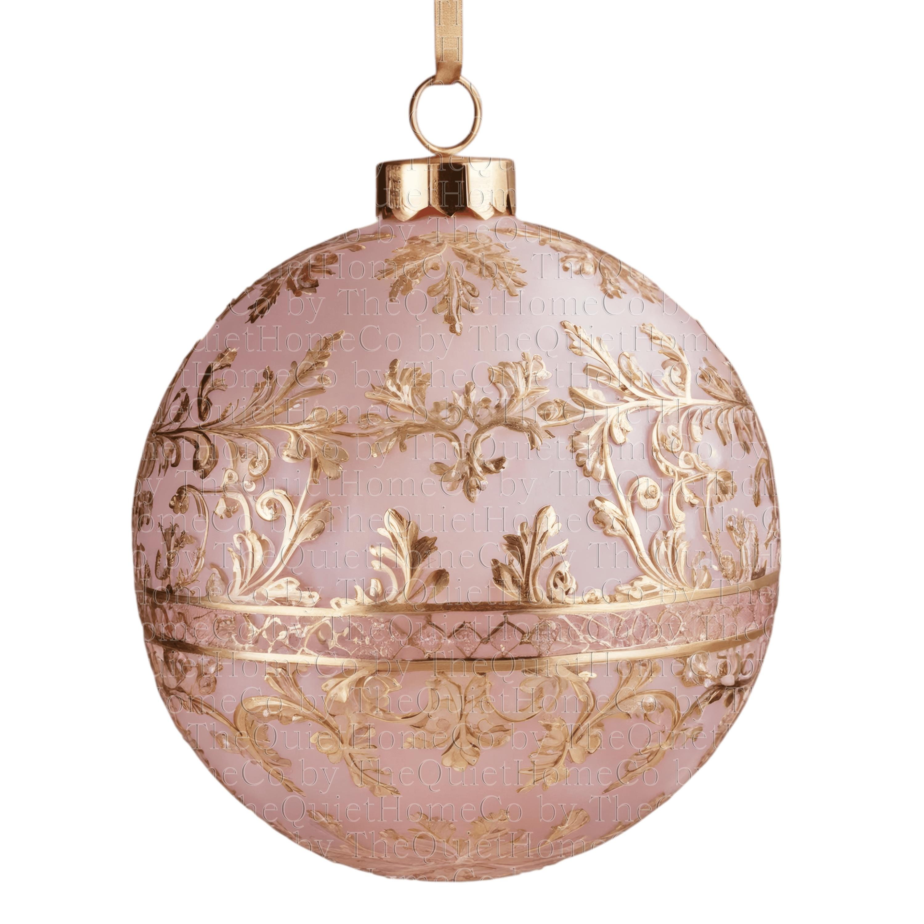 Pink & Gold Christmas Ornament Clipart: Elegant Baubles (PNG Set ...
