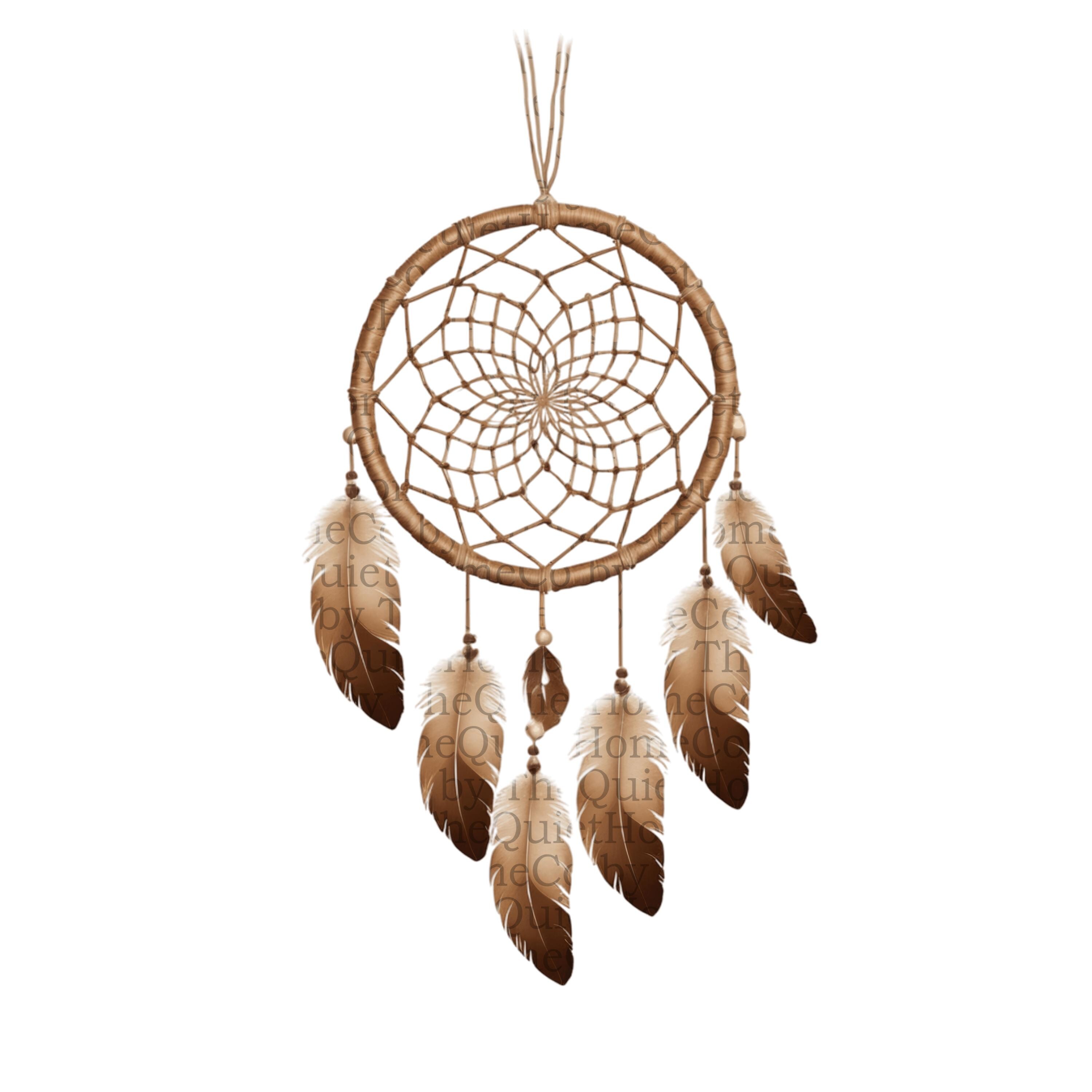 20 Tribal Dreamcatcher Clipart PNG Set | Hand Painted Boho Feathers and ...
