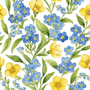 15 Blue & Yellow Floral PNG Clipart Set | Watercolor Wildflower Borders ...