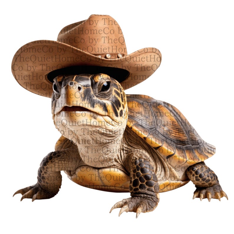 23 Cowboy Turtle PNG Clipart Set | Watercolor Western Art (transparent ...