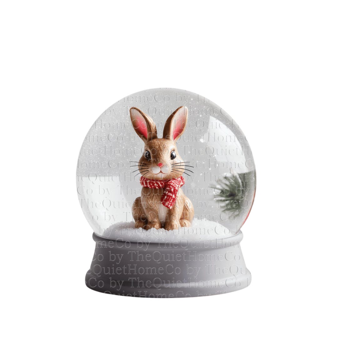16 Christmas Bunny Snow Globe Clipart PNG | Winter Bunny Illustration ...