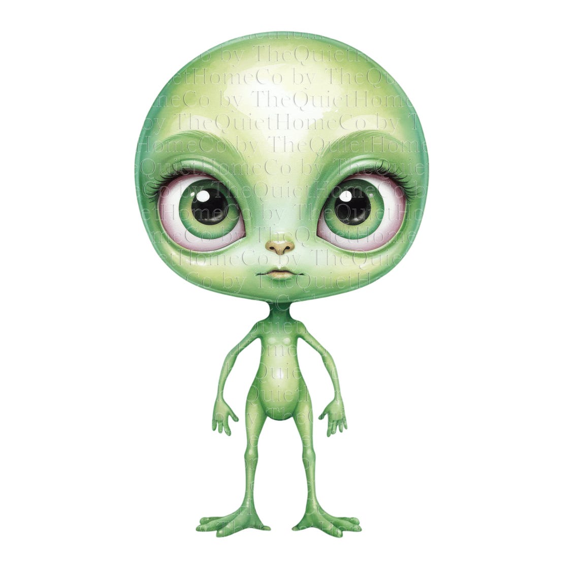 20 Cute Alien Clipart Set | Adorable Green Space Creature Pngs With ...