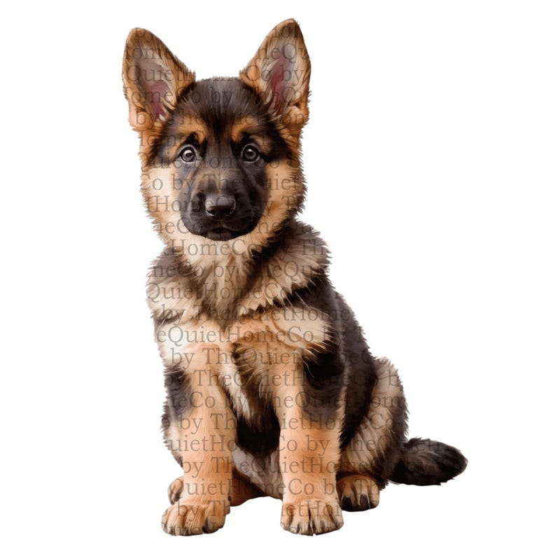 20 German Shepherd Puppy Clipart | Realistic Dog PNG Bundle (digital ...
