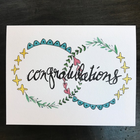 Congratulations Card / Watercolor and Ink / Single Folded Card | Etsy